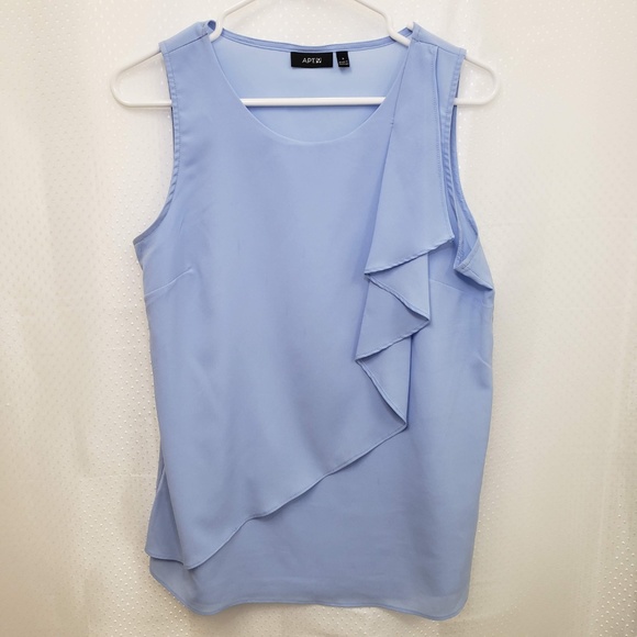 Apt. 9 | Tops | Periwinkle Semisheer Sleeveless Ruffle Blouse S | Poshmark